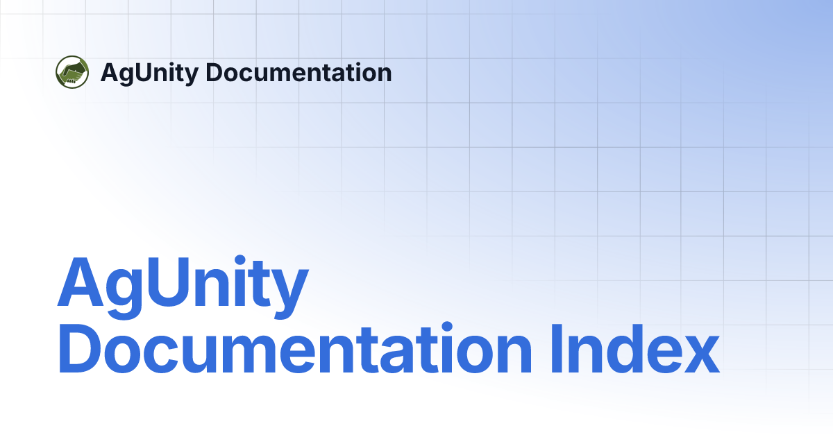 AgUnity Documentation Index | AgUnity Documentation